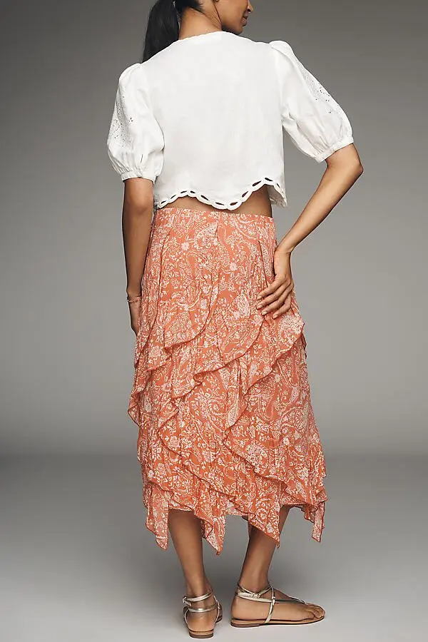 Anthropologie Ruffle Cascade Skirt