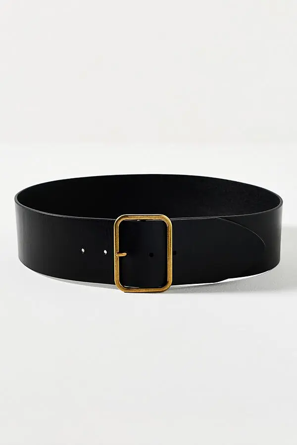 Anthropologie Wide Square Buckle Belt - Black