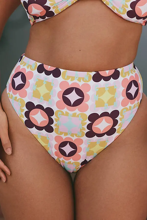 CELANDINE X Holly Clarke Mari High-waist Bikini Bottoms - Pink Pattern