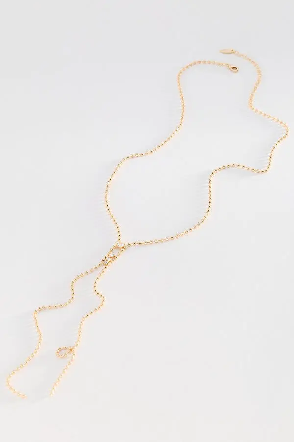 Anthropologie Crystal Pendant Ball Cha Y-necklace - Gold