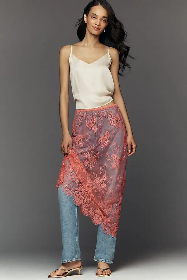 LYREBIRD Delicate Lace Maxi Skirt - Tea Rose