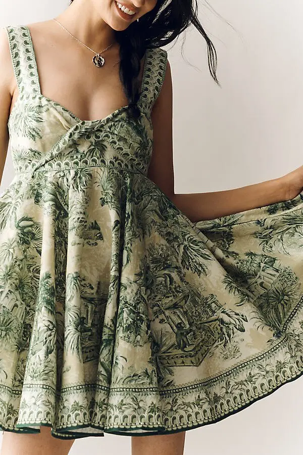 Alemais Sara Linen Twist Mini Dress - Green | Editorialist