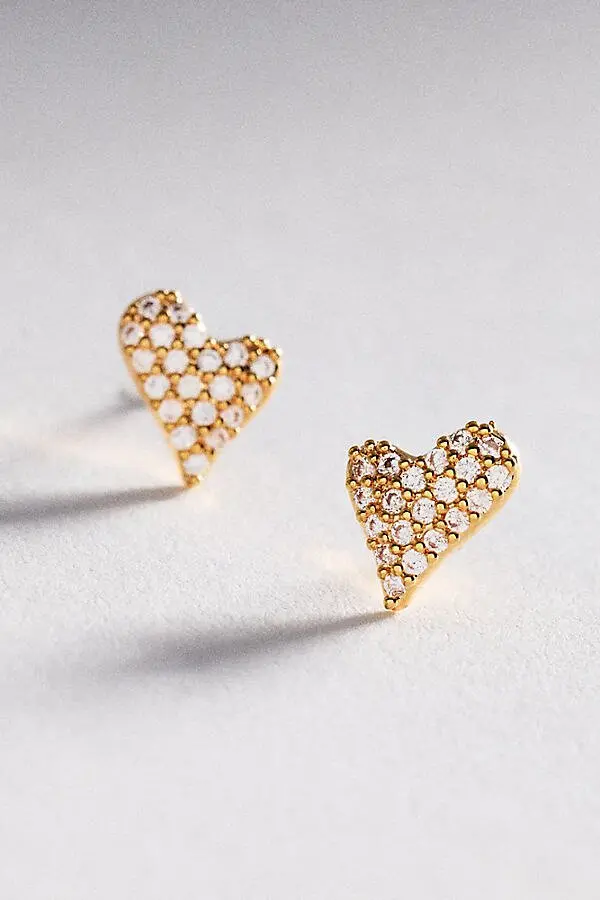 Anthropologie Icon Post Earrings - Pave Heart