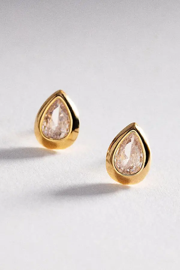 Anthropologie Icon Post Earrings - Pear Bezel