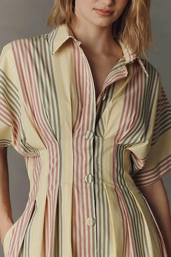 EXQUISE Tobie Midi Shirtdress - Multi Stripe