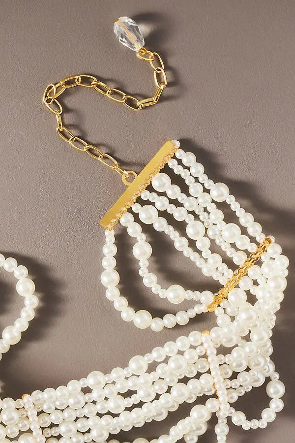 TWIGS & HONEY Pearl Draped Choker Necklace