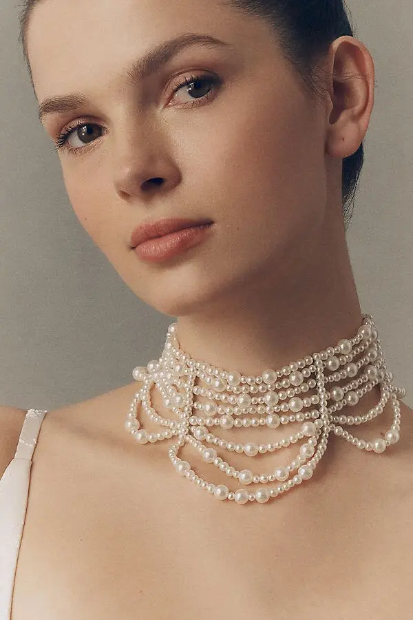 TWIGS & HONEY Pearl Draped Choker Necklace