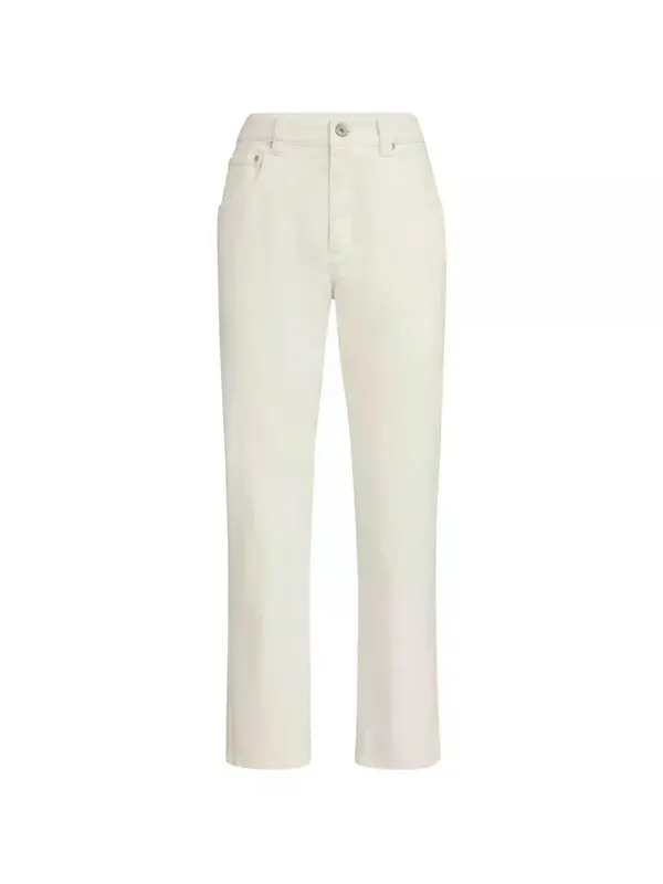 Brunello Cucinelli Dyed Denim Five-pocket Straight Trousers With Bartack