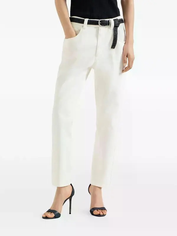 Brunello Cucinelli Dyed Denim Five-pocket Straight Trousers With Bartack