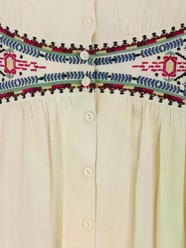 Ba&sh Embroidered Long-sleeved Dress - Neutrals
