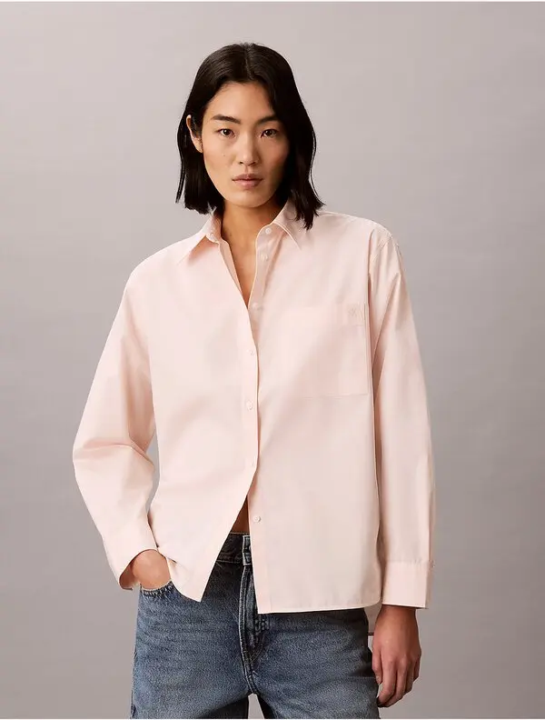 Calvin Klein Cotton Poplin Relaxed Button-down Shirt - Soft Pink