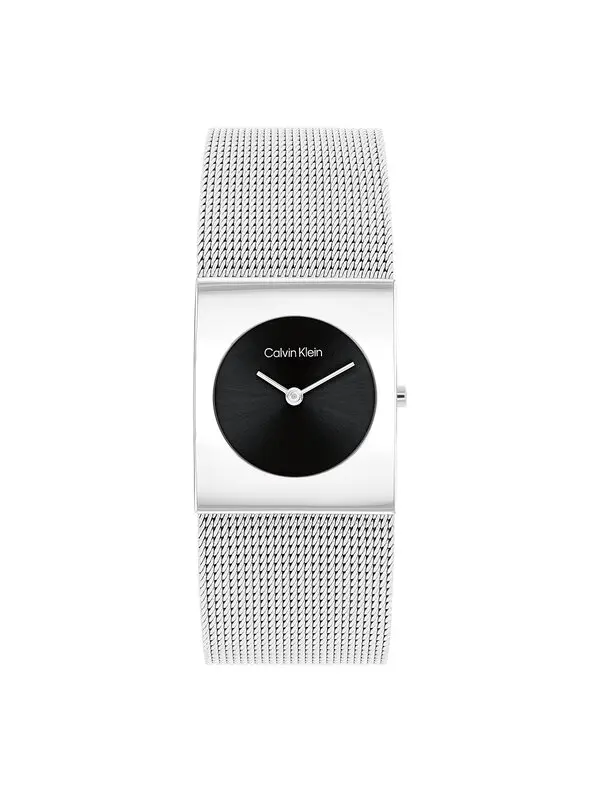 Calvin Klein Geometric Dial Mesh Bracelet Watch - Black