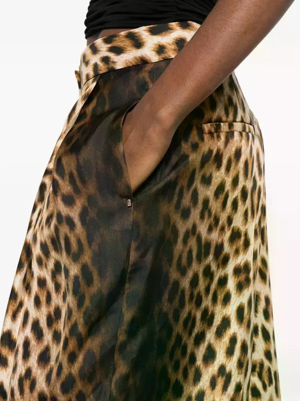 Sportmax Leopard-print Silk Trousers - Neutrals