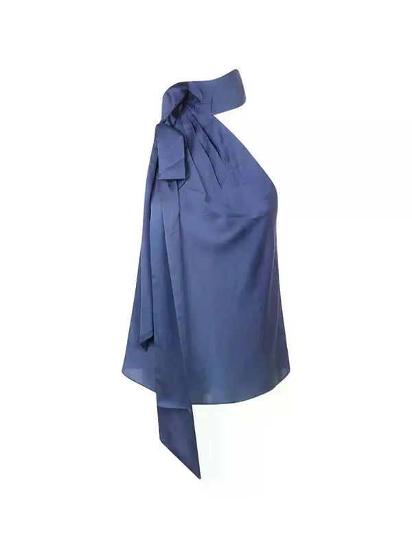 Ralph Lauren Charmeuse Tie-neck Blouse - Blue