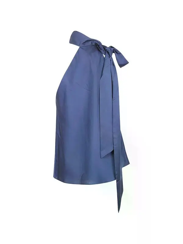 Ralph Lauren Charmeuse Tie-neck Blouse - Blue