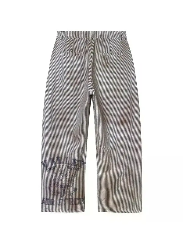 VALE FOREVER Logo-detail Pinstripe Trousers - Grey