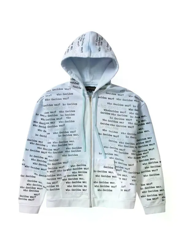 WHO DECIDES WAR Zip Scripture Hoodie - Blue