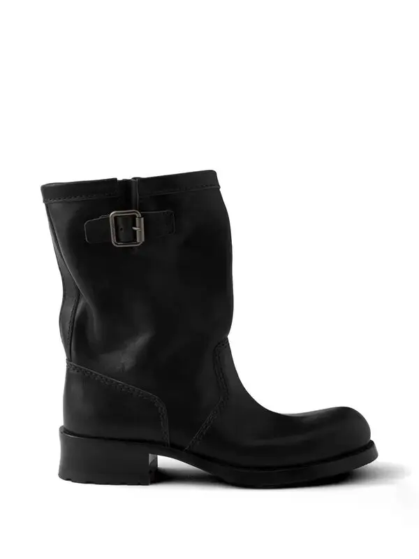Prada Leather Mid-calf Buckled Boots