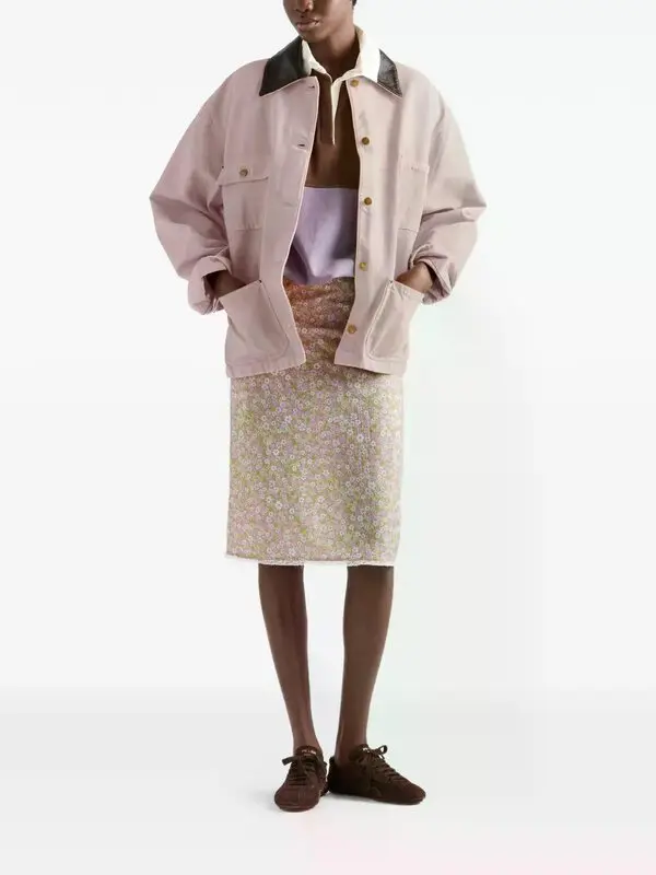 Prada Floral-print Re-nylon Midi Skirt - Pink