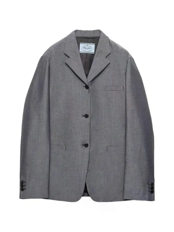 Prada Single-breasted Kid-mohair Jacket - Grey