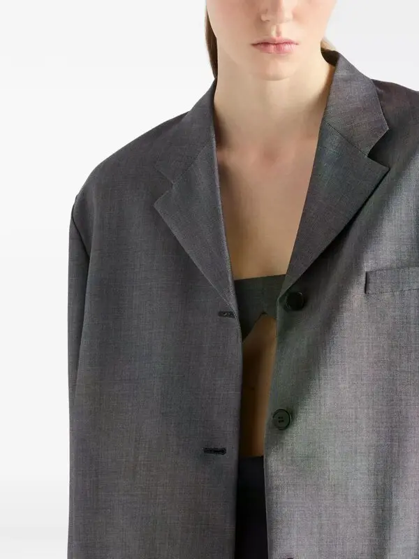 Prada Single-breasted Kid-mohair Jacket - Grey