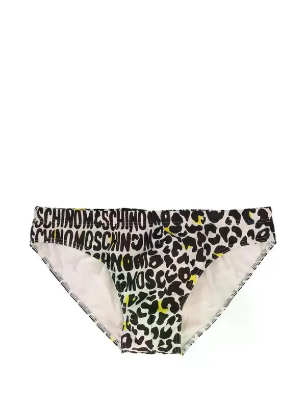 Moschino Logo Animal-print Swim Trunks - White