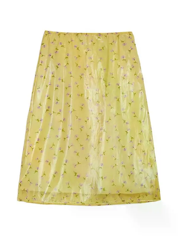 JIL SANDER Floral Print Midi Skirt - Yellow