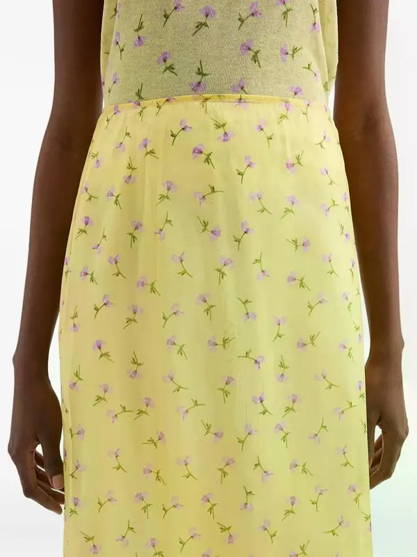 JIL SANDER Floral Print Midi Skirt - Yellow
