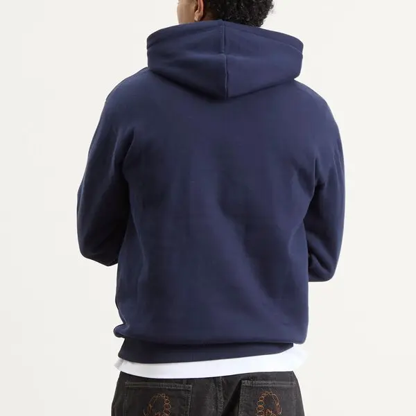 BUTTER GOODS Plaid Logo Applique Hoodie - Navy