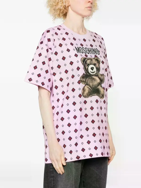 Moschino Teddy Bear Geometric Print T-shirt - Pink