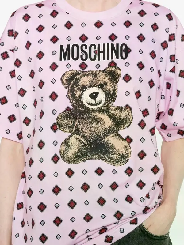 Moschino Teddy Bear Geometric Print T-shirt - Pink