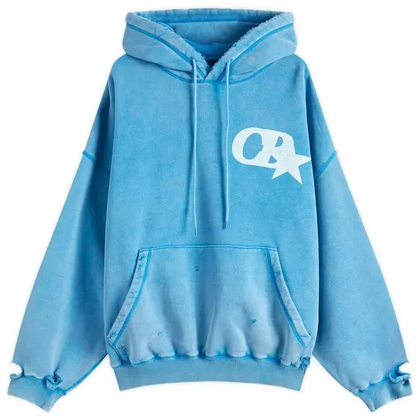 COLE BUXTON Cb Star Distressed Pocket Hoodie - Washed Blue