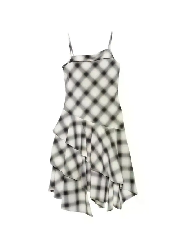 FENG CHEN WANG Check-pattern Midi Dress With Ruffle Detail