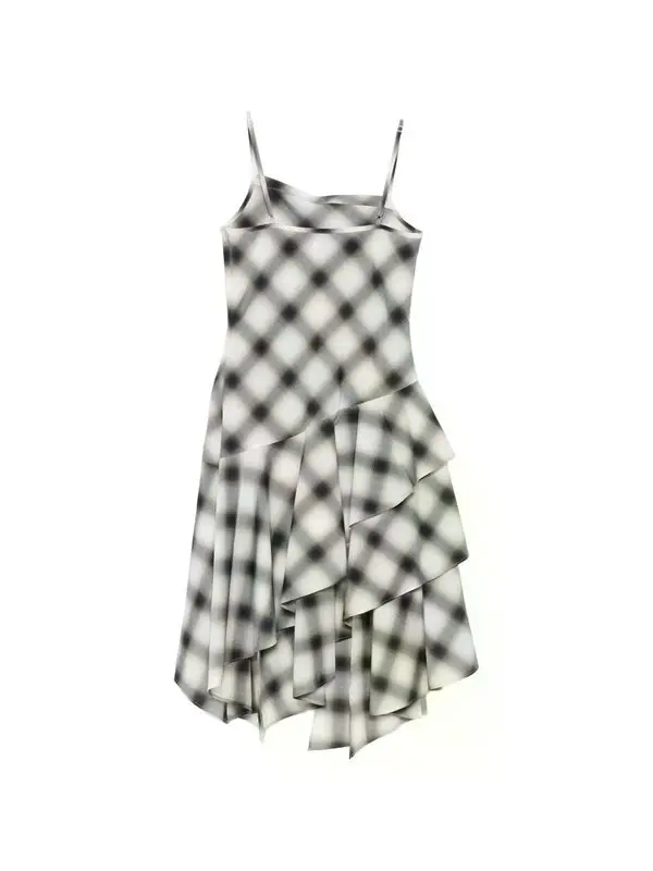 FENG CHEN WANG Check-pattern Midi Dress With Ruffle Detail