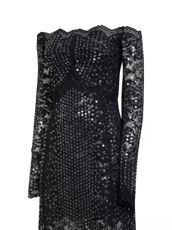 Rabanne Sequin-embroidered Scalloped Dress - Black