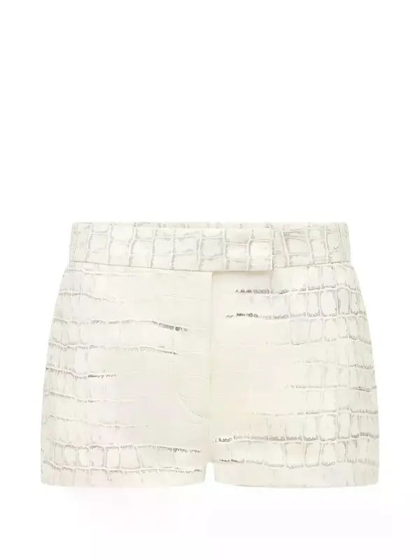 Alex Perry Croc-effect Leather Shorts