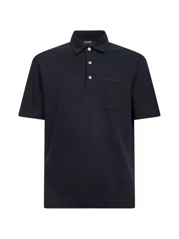 Zegna Patch Pocket Cotton Polo Shirt - Blue