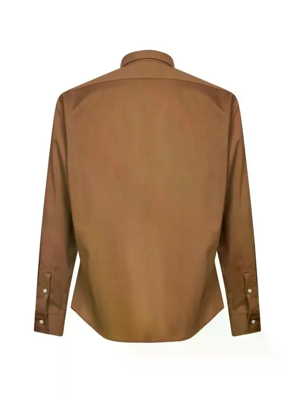 D4.0 Covered-button Long-sleeve Shirt - Brown