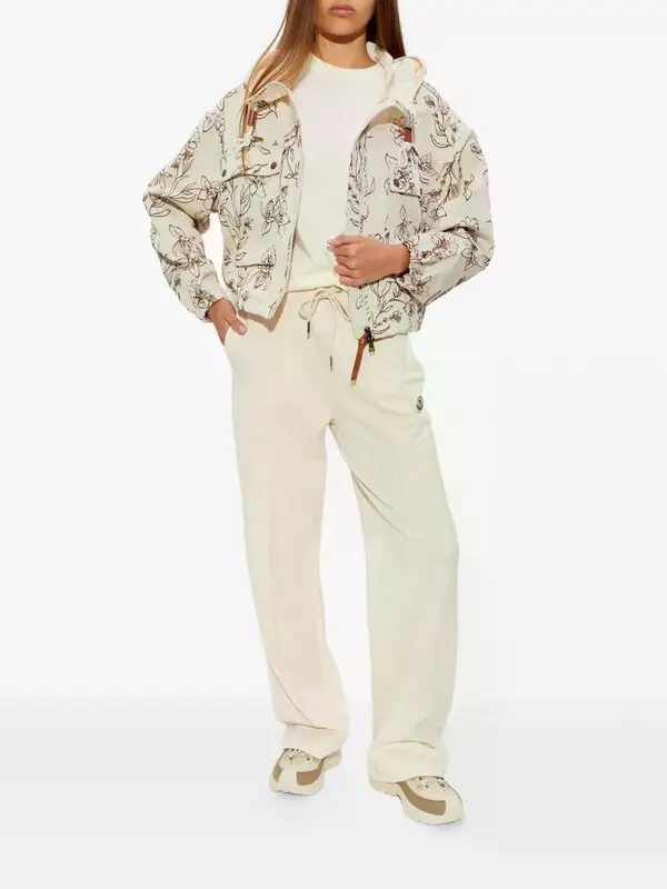 Moncler Nepeta Floral-print Hooded Jacket - Neutrals