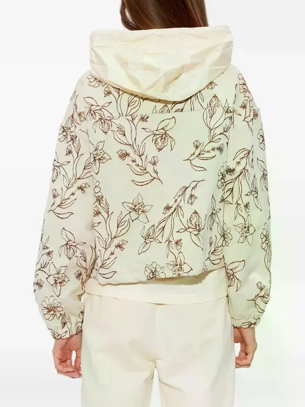 Moncler Nepeta Floral-print Hooded Jacket - Neutrals