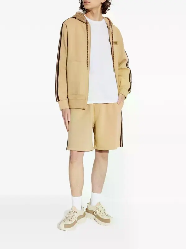 Moncler Striped Cotton Shorts With Drawstring Detail