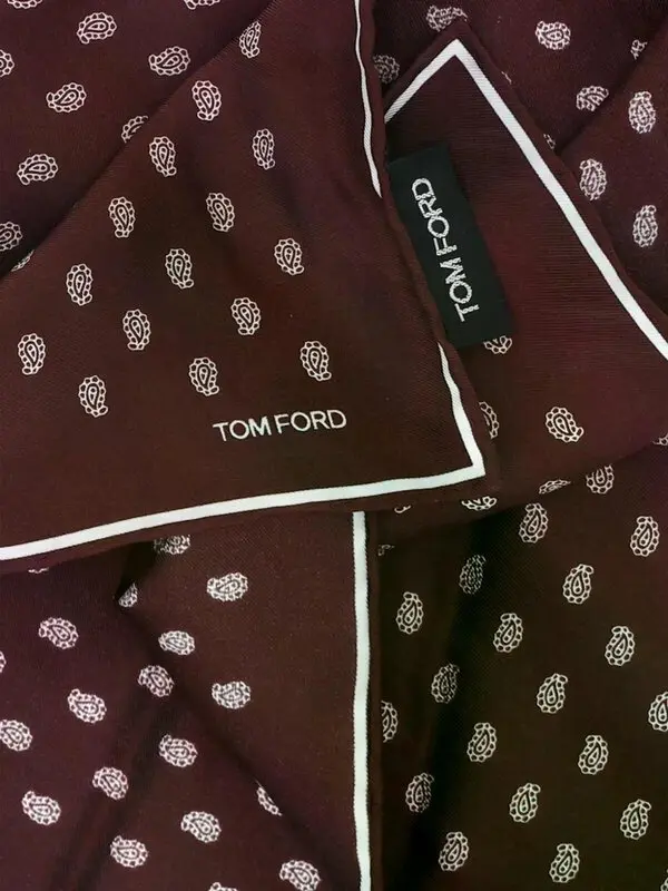 TOM FORD Paisley Twill Pocket Square - Red