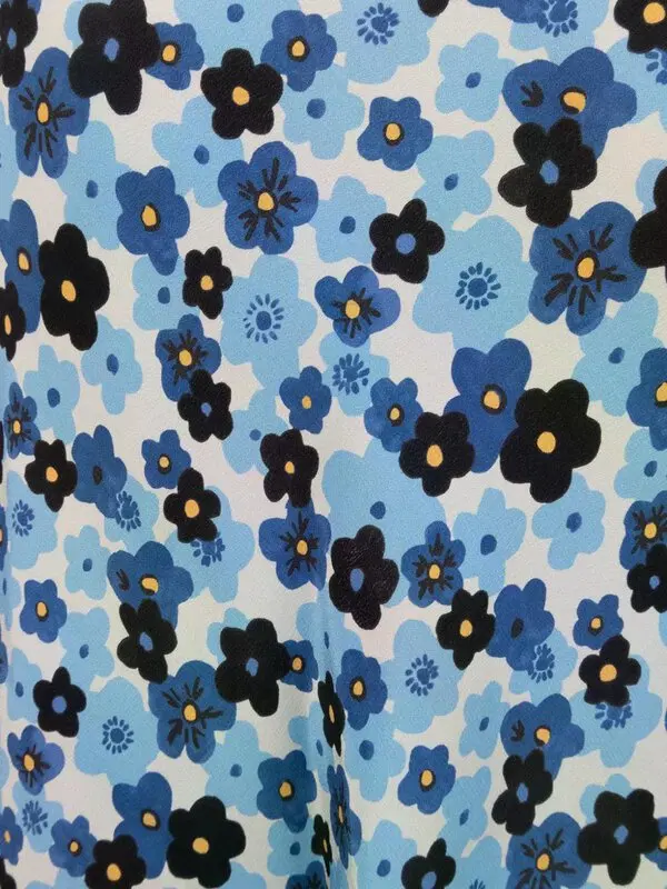 Miu Miu Floral Crêpe De Chine Dress With Lace Trim