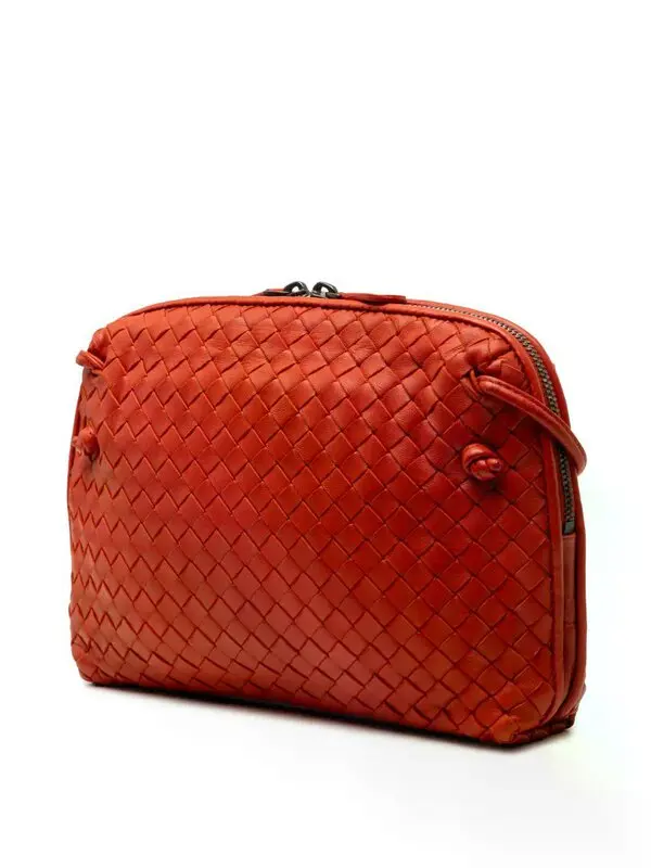 Bottega Veneta Nappa Intrecciato Nodini Crossbody Bag - Orange