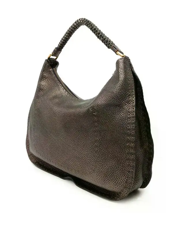 Fendi 2000-2010 Metallic Pebbled Leather Selleria Shoulder Bag