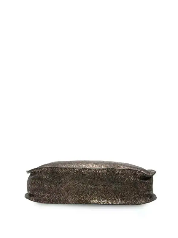 Fendi 2000-2010 Metallic Pebbled Leather Selleria Shoulder Bag