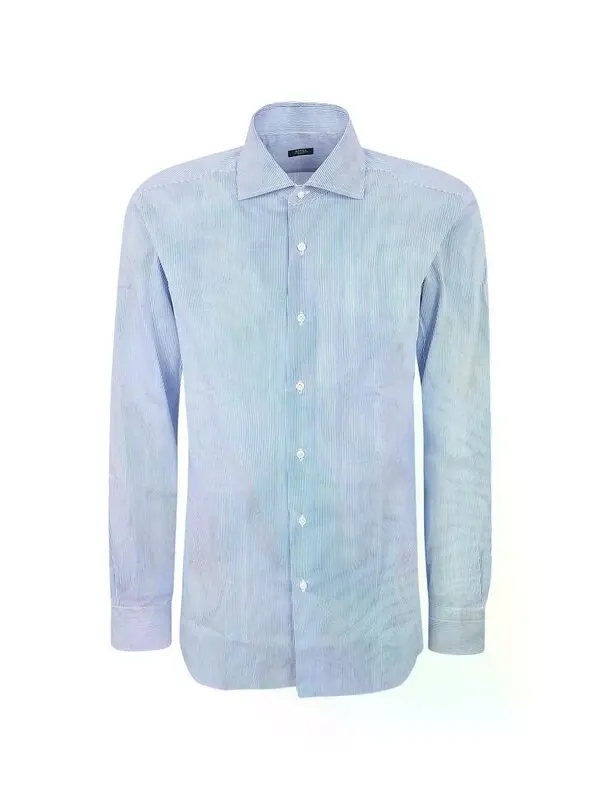 BARBA NAPOLI Cotton Striped Shirt - Blue