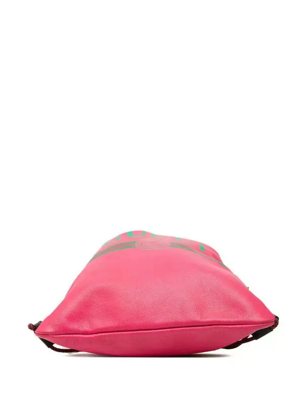 Gucci Leather Logo Drawstring Backpack