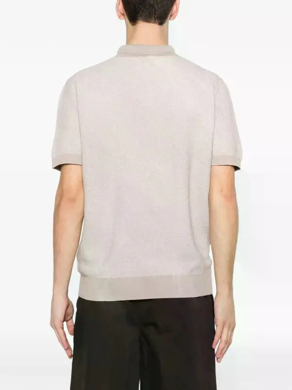Canali Textured-knit Polo Shirt