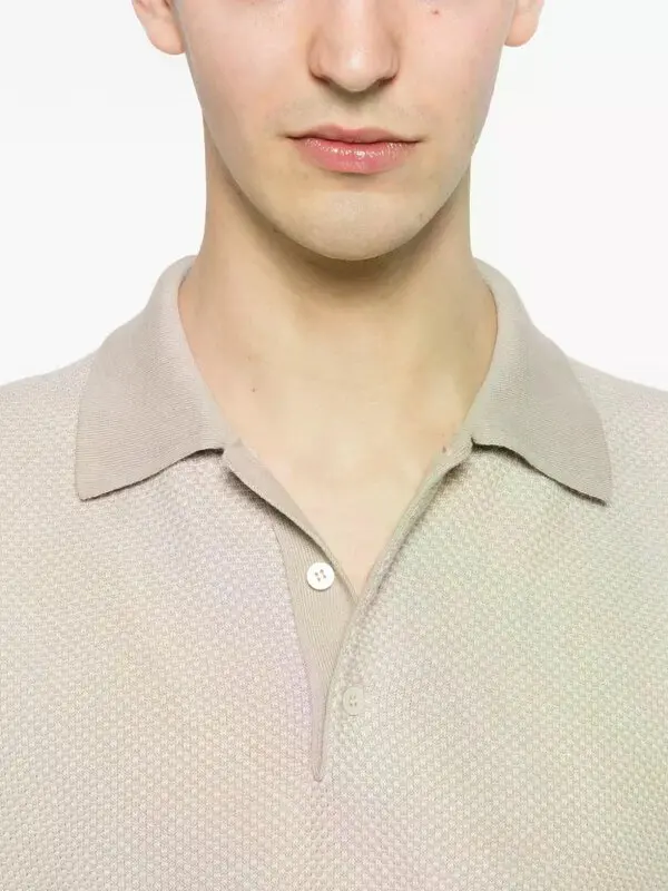 Canali Textured-knit Polo Shirt